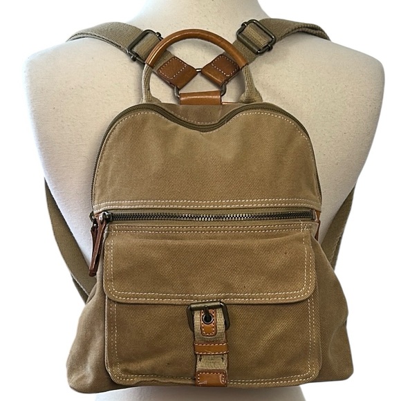 Fossil | Bags | Vintage Fossil 9s Y2k Khaki Cotton Canvas With Leather ...